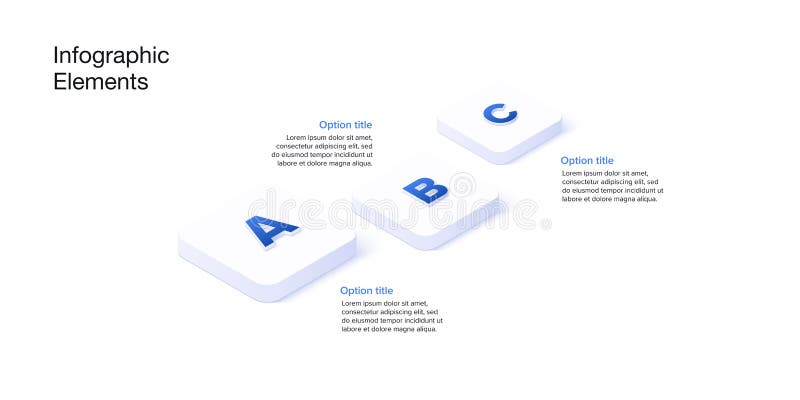 Business Process Chart Infographics with 3 Step Cubes. Cubic Corporate Workflow Graphic Elements ...