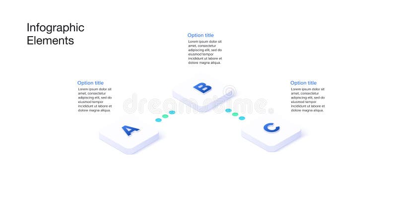 Business Process Chart Infographics with 3 Step Cubes. Cubic Corporate Workflow Graphic Elements ...