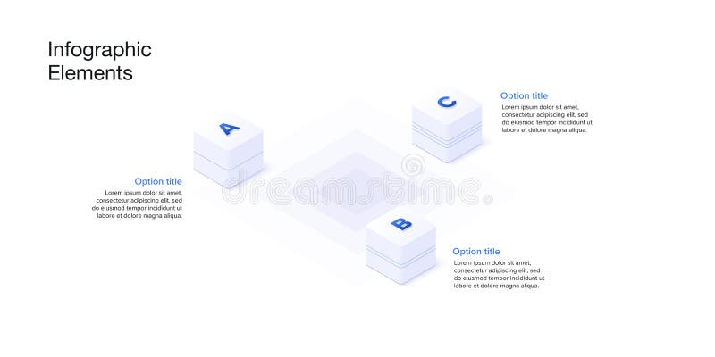 Business Process Chart Infographics with 3 Step Cubes. Cubic Corporate ...