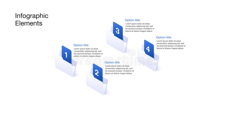 Business Process Chart Infographics with 4 Step Folders. Corporate ...