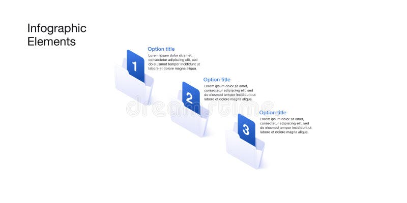 Business Process Chart Infographics with 3 Step Folders. Corporate Workflow Graphic Elements ...