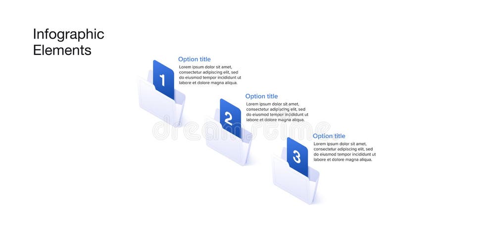 Business Process Chart Infographics with 3 Step Folders. Corporate ...