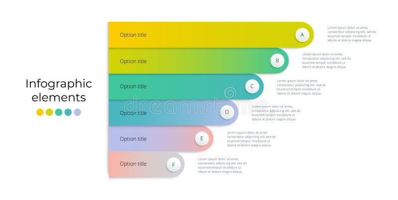 Business Process Chart Infographics with 6 Step Lines. Linear Corporate ...
