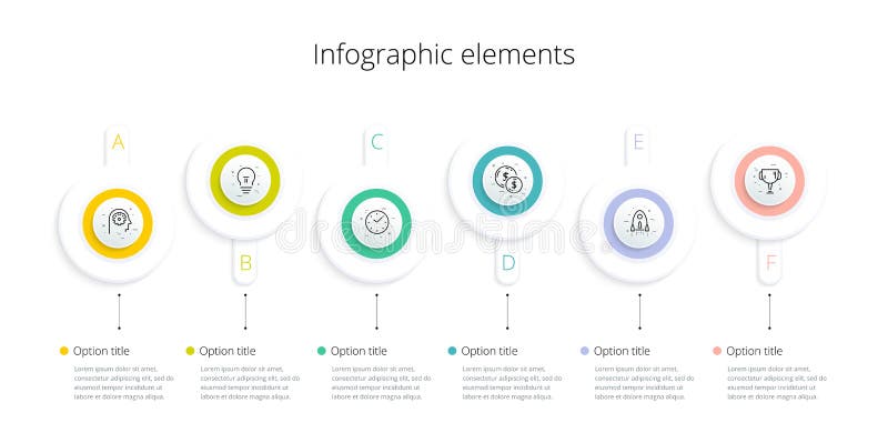 Business Process Chart Infographics with 6 Step Options. Square ...