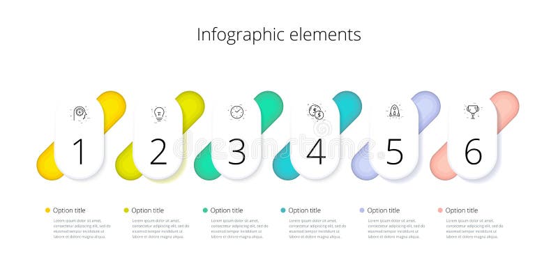 Business Process Chart Infographics with 6 Step Options. Square ...