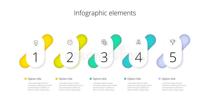 Business Process Chart Infographics with 5 Step Options. Square ...