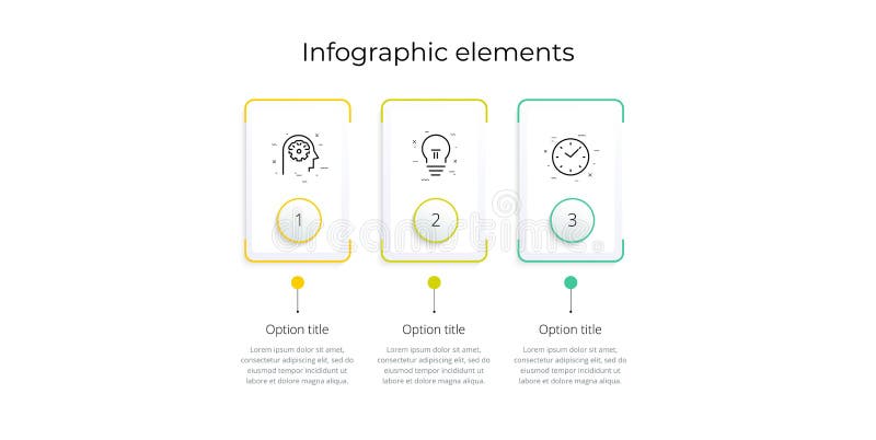 Business Process Chart Infographics with 3 Step Rectangles. Rectangular ...