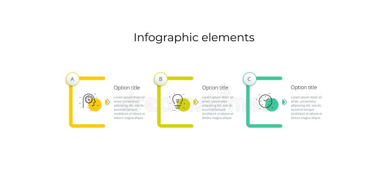 Business Process Chart Infographics with 3 Step Rectangles. Rectangular Corporate Workflow ...