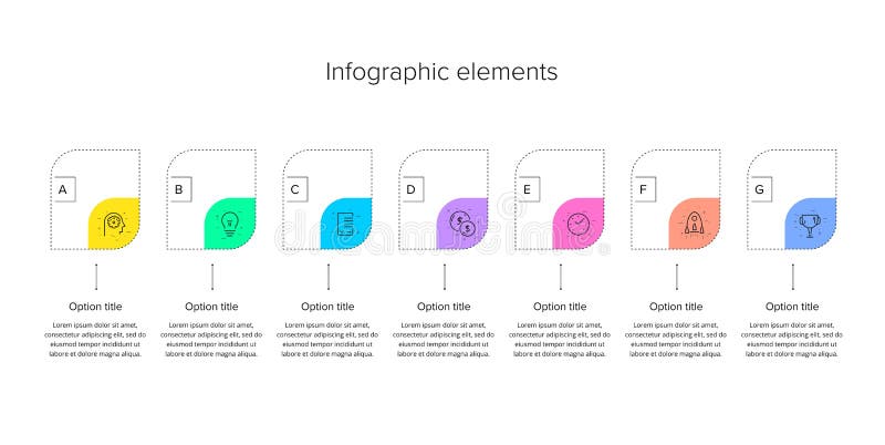 Business Process Chart Infographics with 7 Step Rectangles. Rectangular Corporate Workflow ...
