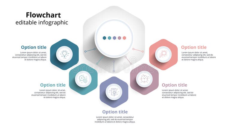 Business Process Chart Infographics with 5 Step Segments. Circular ...