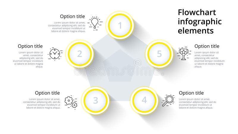 Business Process Chart Infographics with 5 Step Segments. Circular ...