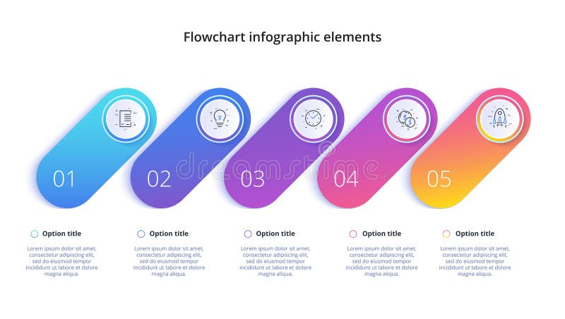 Business Process Chart Infographics with 5 Step Segments. Circular ...