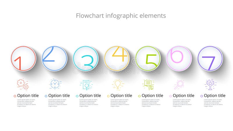 Business Process Chart Infographics with 7 Step Segments. Circular ...