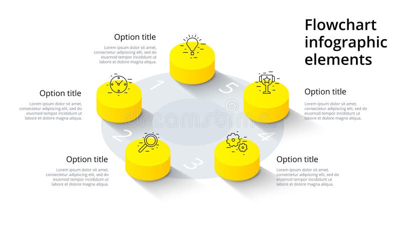 Business Process Chart Infographics with 5 Step Segments. Isometric 3d ...