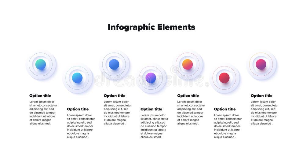 Business Process Chart Infographics with 7 Step Spheres. Round Workflow ...