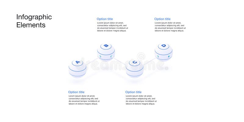 Business Process Chart Infographics with 4 Step Spheres. Spherical ...