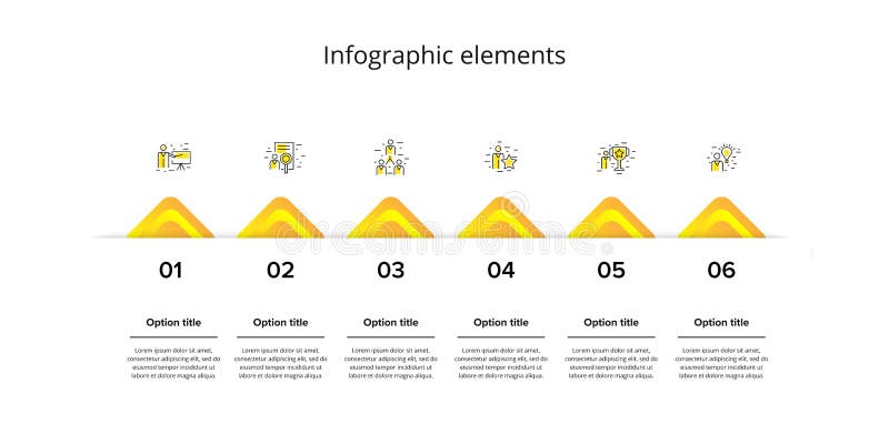 Business Process Chart Infographics with 6 Step Squares. Circular ...