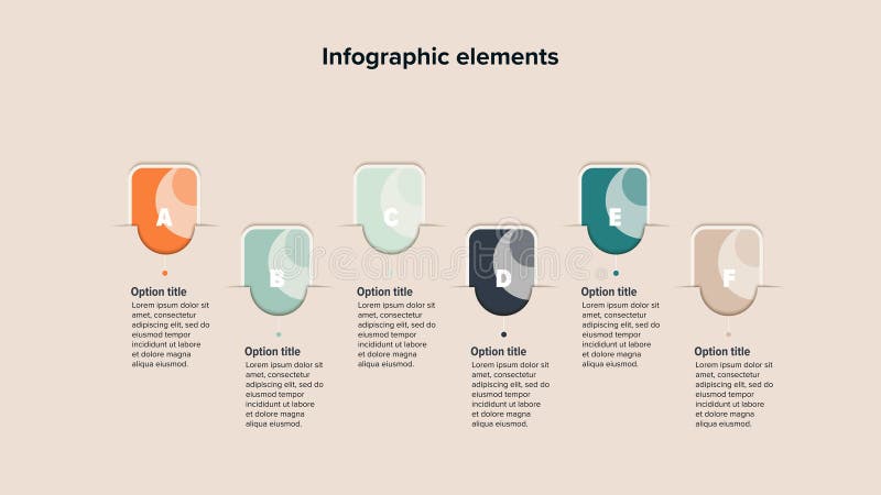 Business Process Chart Infographics with 6 Step Squares. Rectangular Workflow Graphic Elements ...