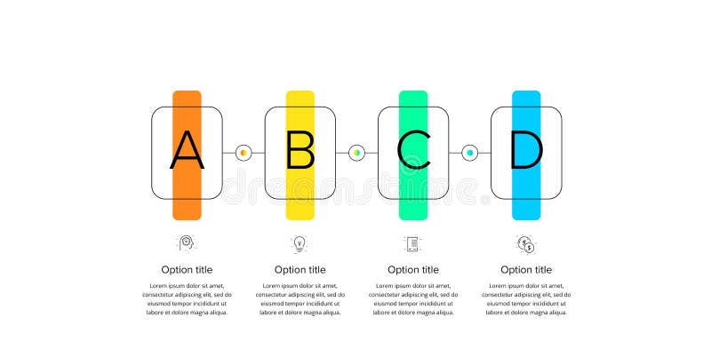 Business Process Chart Infographics with 4 Step Squares. Square ...