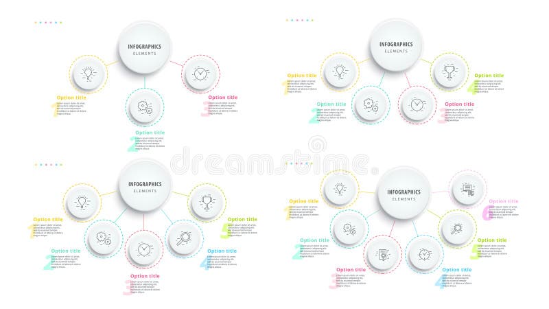 Business Process Chart Infographics with 3 To 6 Step Segments. C Stock ...