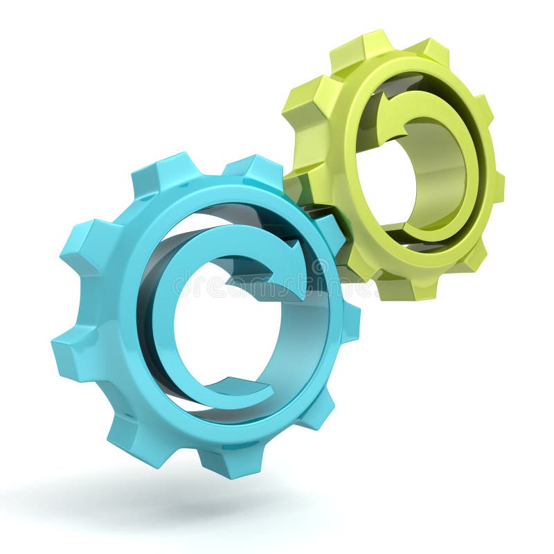 Business Process Concept Blue Green Gears with Arrows Stock ...