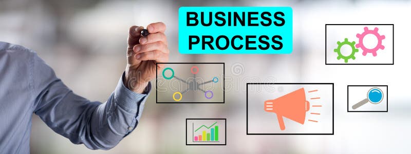 Business Process Concept Drawn by a Man Stock Image - Image of writing ...
