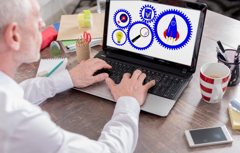 Business Process Concept on a Laptop Screen Stock Image - Image of ...