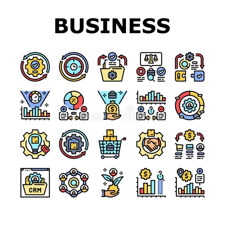 Business Process Efficiency Icons Set Vector Stock Vector ...