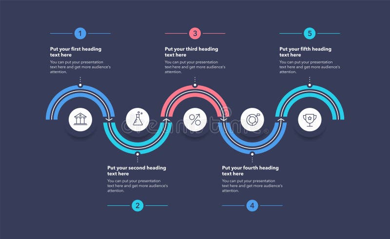 Infographic Progress Diagram with Five Stages with Numbers and ...