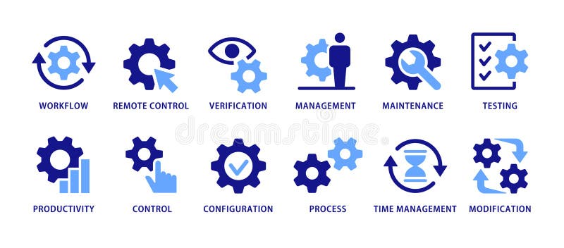 Business Process Icon Set. Workflow and Productivity Symbols Stock ...