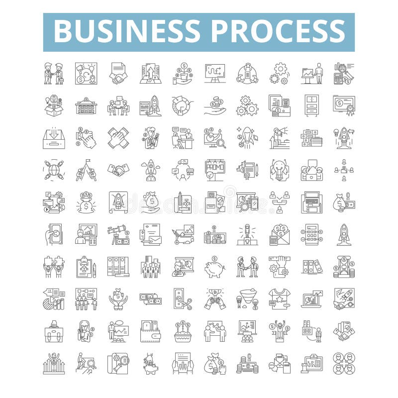 Business Process Management Line Icons Signs Set. Design Collection of ...