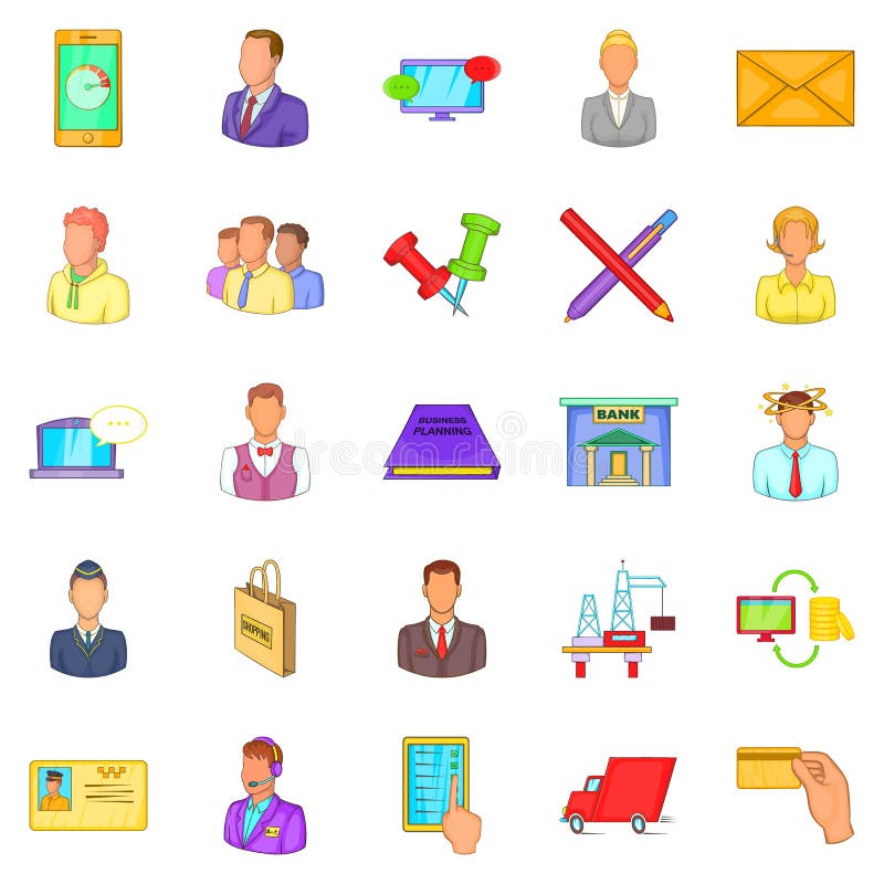 Business Process Icons Set, Cartoon Style Stock Vector - Illustration ...