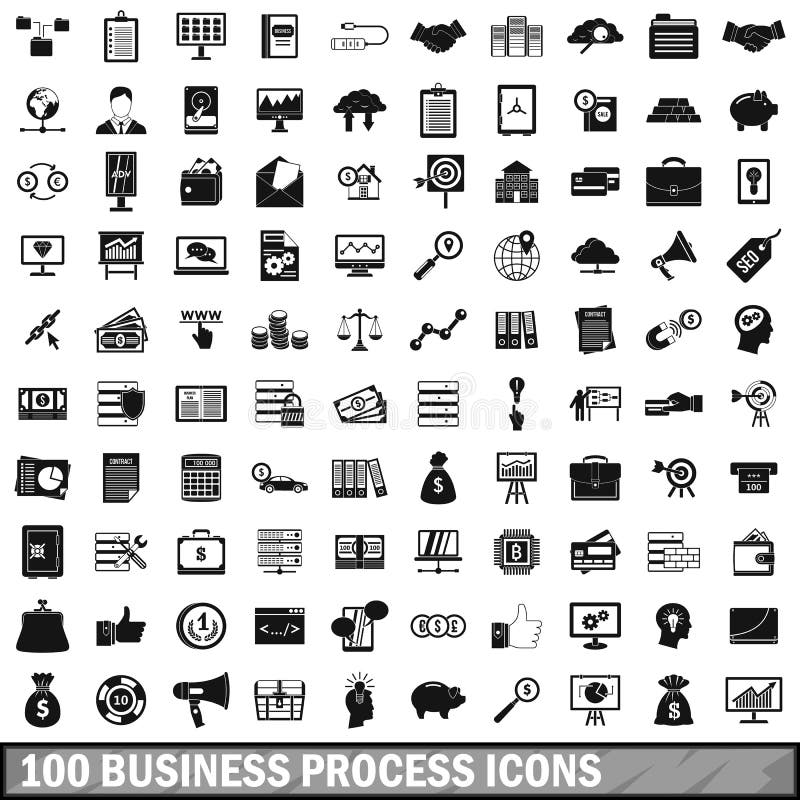 100 Business Process Icons Set, Simple Style Stock Vector ...