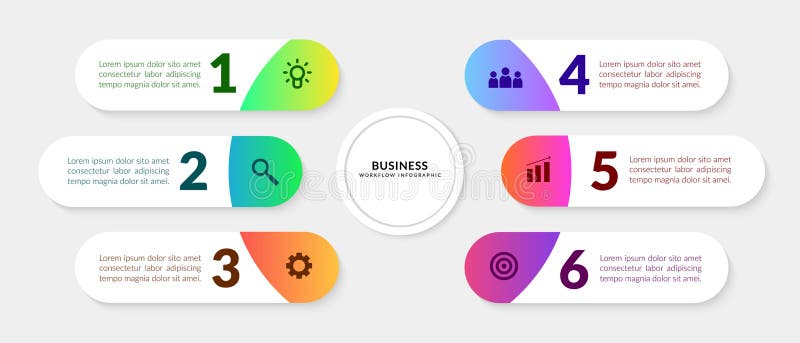 Business Process Infographic with Multiple Step Segment, Colorful ...