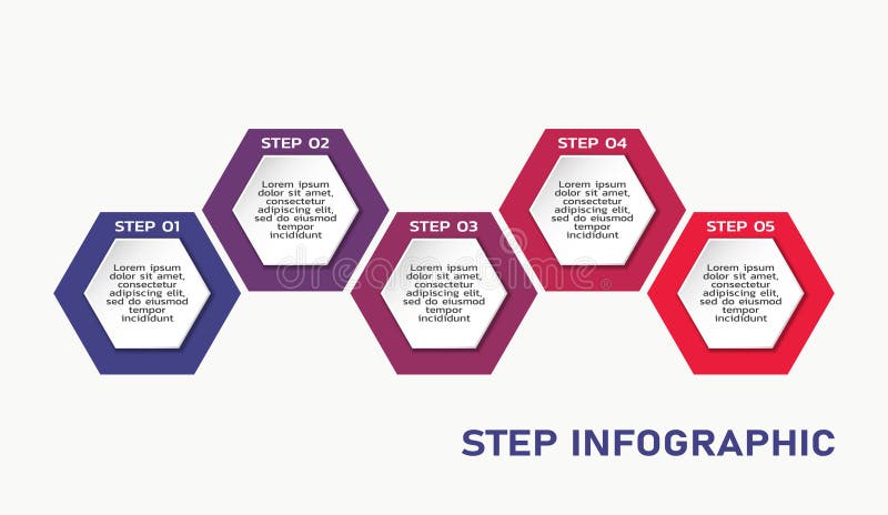 Five Steps Infographic. Process Flowchart with Hexagons with Icons and ... Five Steps Infographic. Process Flowchart with Hexagons with Icons and ...