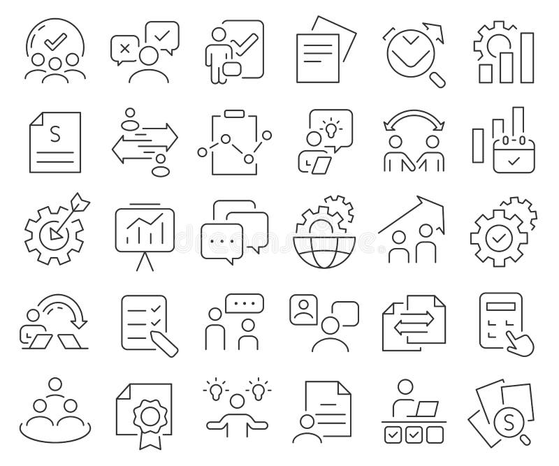 Business Process Line Icons Collection. Thin Outline Icons Pack Stock ...