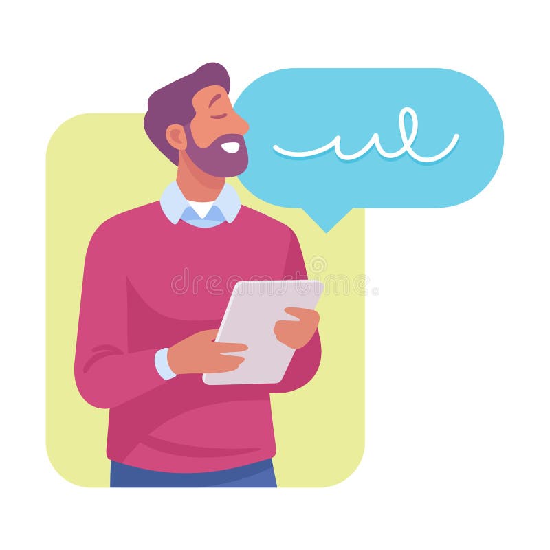 Business Process with Man Busy with Analytics Vector Illustration Stock ...