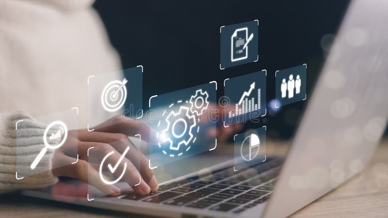 Business Process Management Concept. Women Touch on Virtual Innovation ...