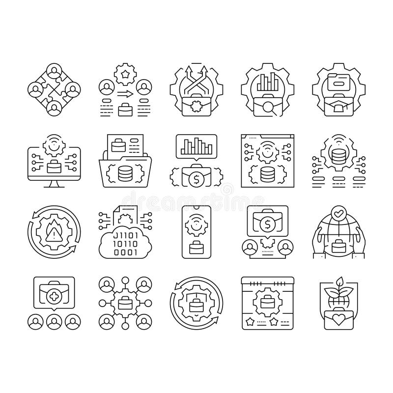 Business Process Optimization Icons Set Vector Stock Vector ...