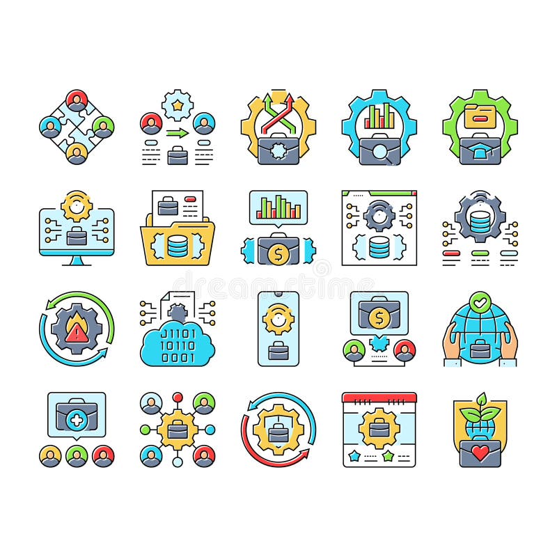 Business Process Optimization Icons Set Vector Stock Illustration ...