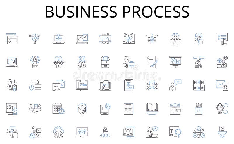 Business Process Line Icons Collection. Commerce, Barter, Exchange ...