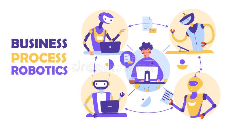 Business Process Robotization Automation. Remote Work Concept. Vector ...