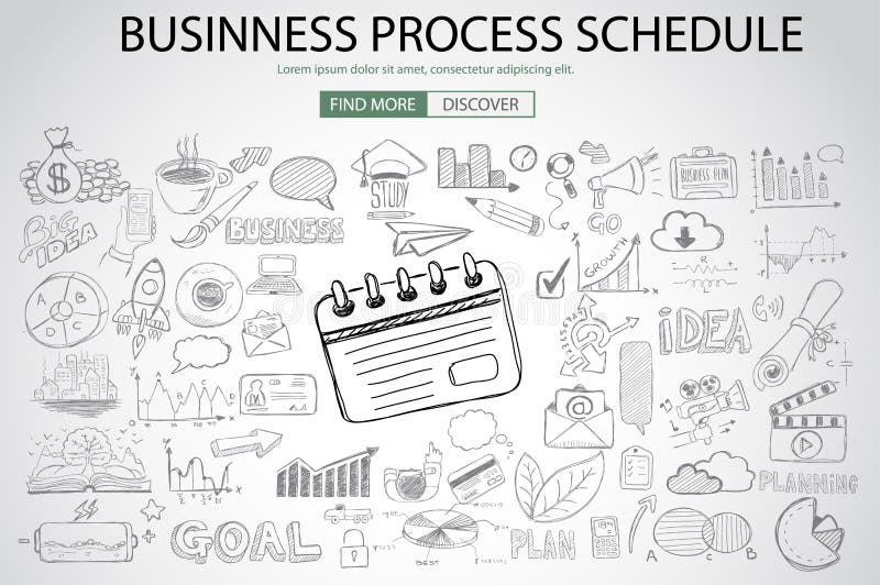 Business Process Schedule with Doodle Design Style Stock Vector ...