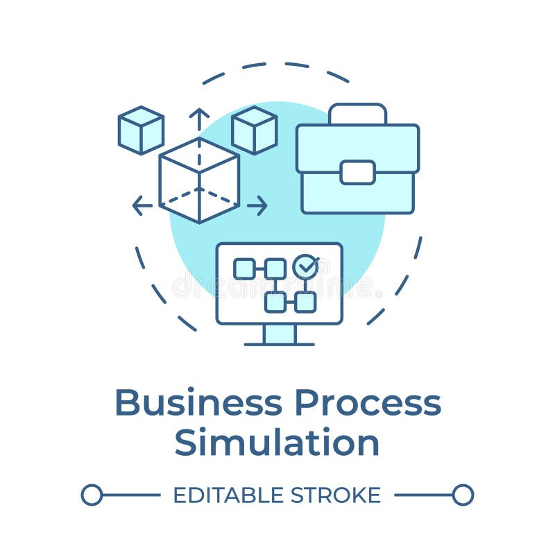 Business Process Simulation Soft Blue Concept Icon Stock Vector ...