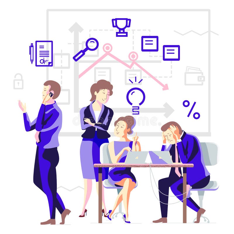 Business process in a team stock vector. Illustration of challenge ...