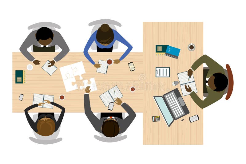 Business Process and Team Work,top View,four Manager and Boss in Stock ...