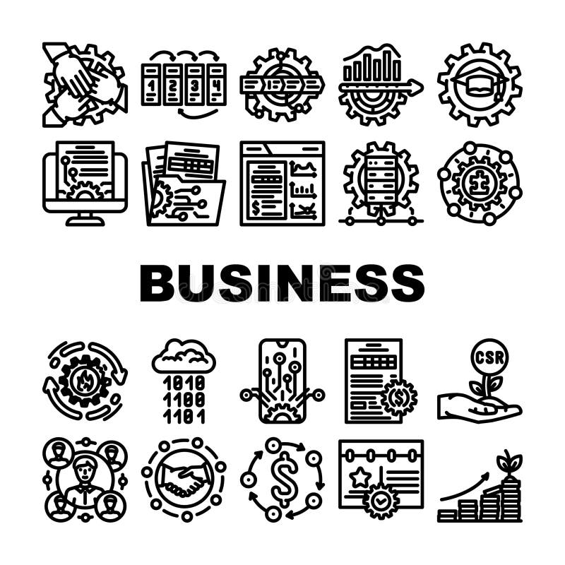 Business Process Technology Chart Icons Set Vector Stock Illustration ...
