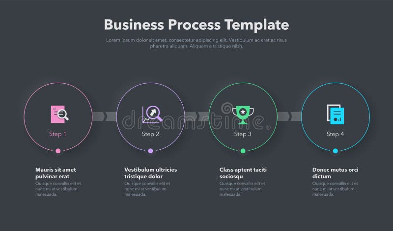 Simple Business Process Template with Five Steps - Blue Version Stock ...