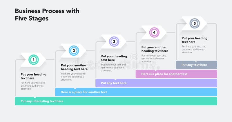 Modern Business Process Template with Five Colorful Stages Stock Vector ...