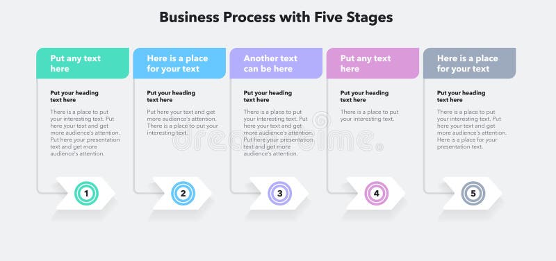 Modern Business Process Diagram with Five Stages Stock Illustration ...